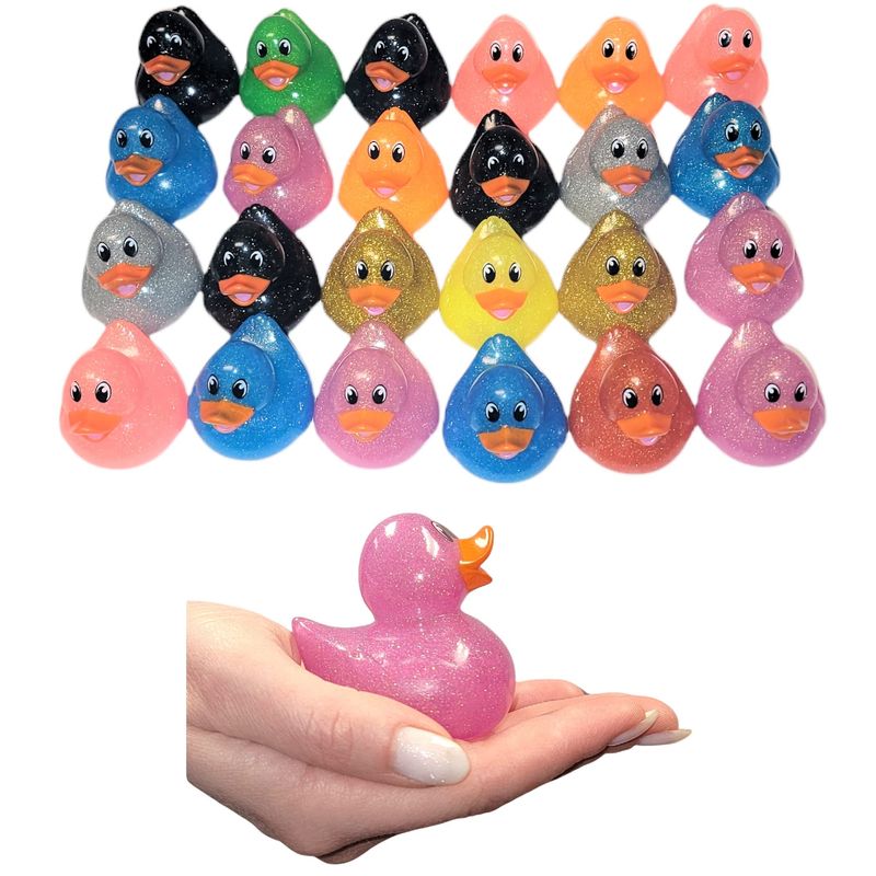 Colorful Glitter Rubber Duckies (2.5") Assorted Neon Color Ducks Ducky ...