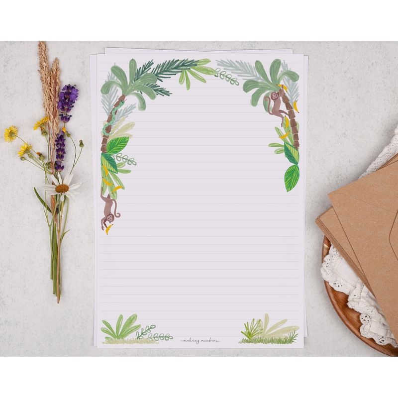 Making Meadows A4 Childrens Writing Paper Set Monkey Design (20 Sheets ...