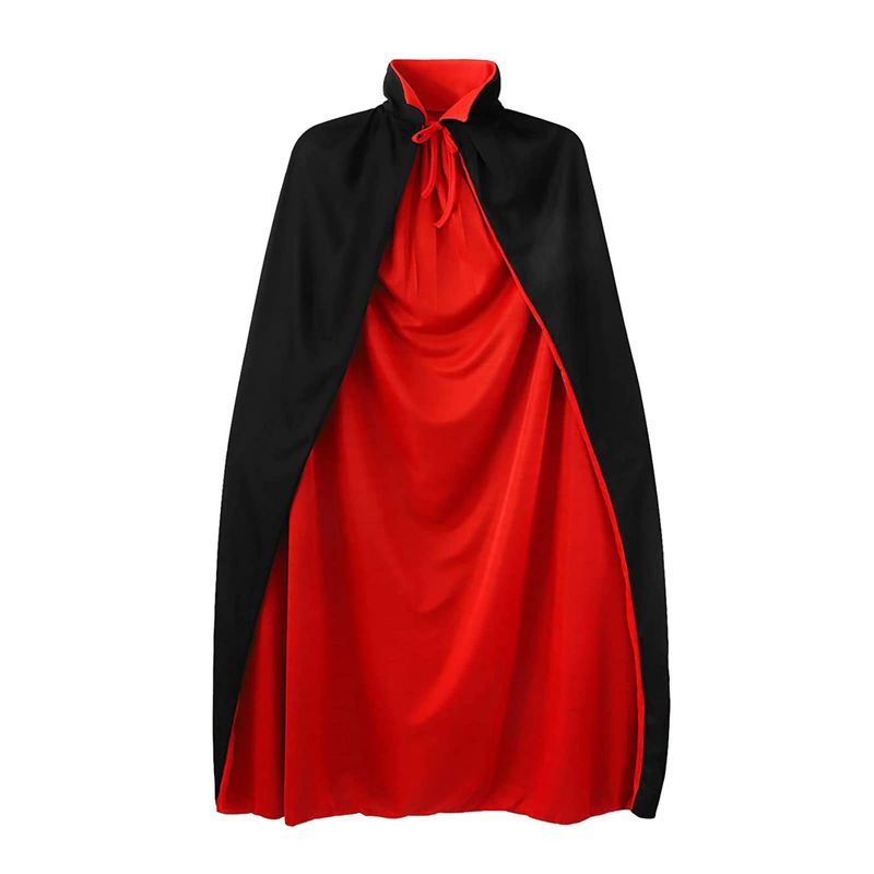 MIVAIUN Black Red Cape Halloween Black Stand-Up Collar Cape Witch ...