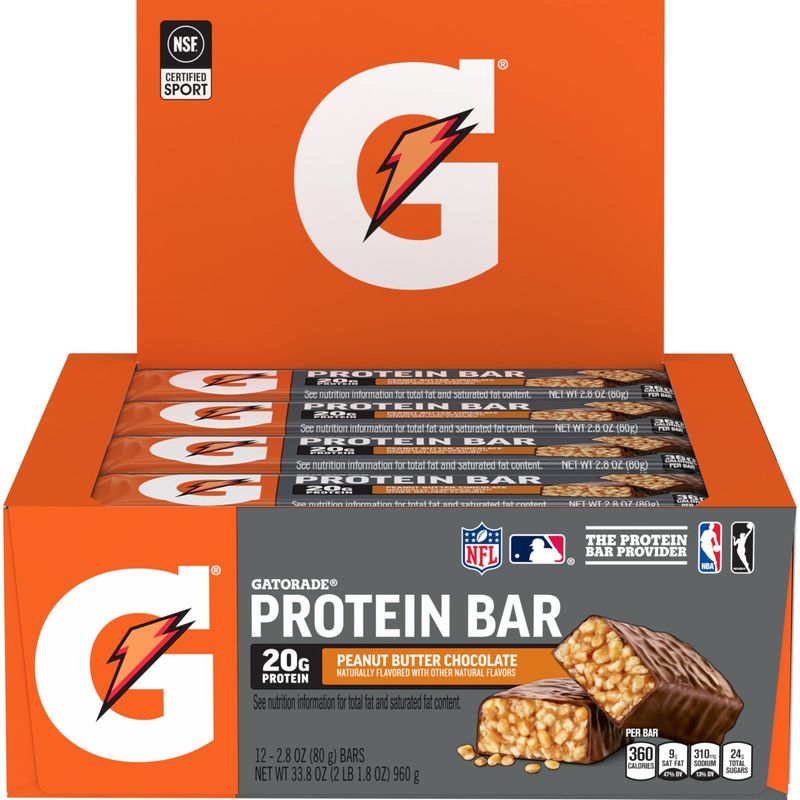 Gatorade Whey Protein Recover Bars, Peanut Butter Chocolate, 2.8 ounce ...