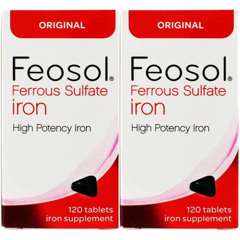 Feosol Original Iron Supplement Tablets,Non-heme 325mg Ferrous Sulfate ...