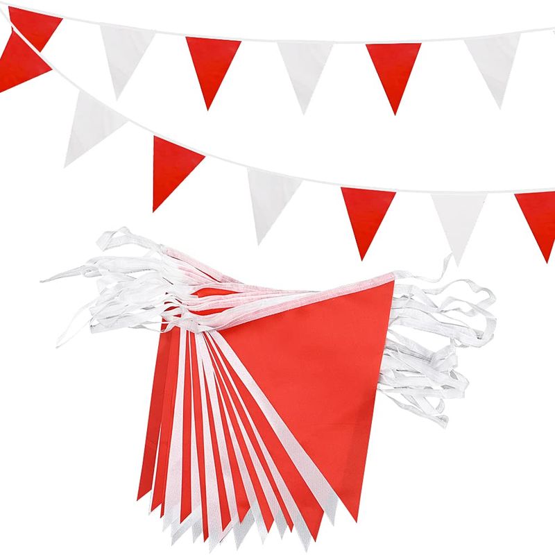 ADQUATOR 20m 52pcs Red White Pennant Bunting,Double Sided Reusable ...