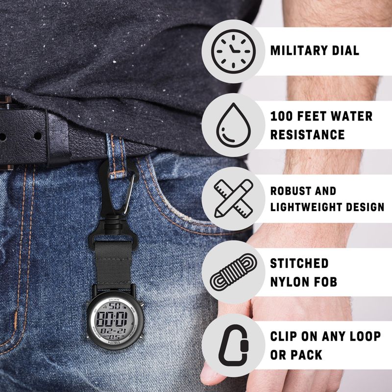 Dakota Light Digital Backpacker, Clip Watch, Alarm, Stopwatch, Timer ...