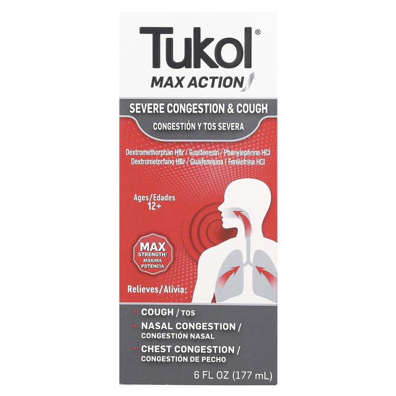Max Action, Severe Congestion & Cough, Ages 12+, 6 fl oz (177 ml ...