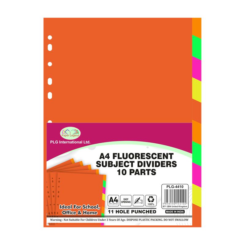 FotoStation 𝟮𝟱 𝗣𝗮𝗰𝗸 - Fluorescent A4 File Dividers - 10 Part Extra Wide ...