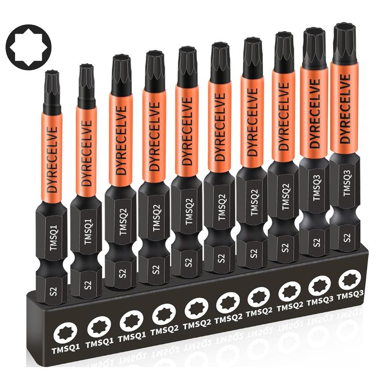 Professional 10-Pack 8 Point Torx Star & Double Square Bit Set ...