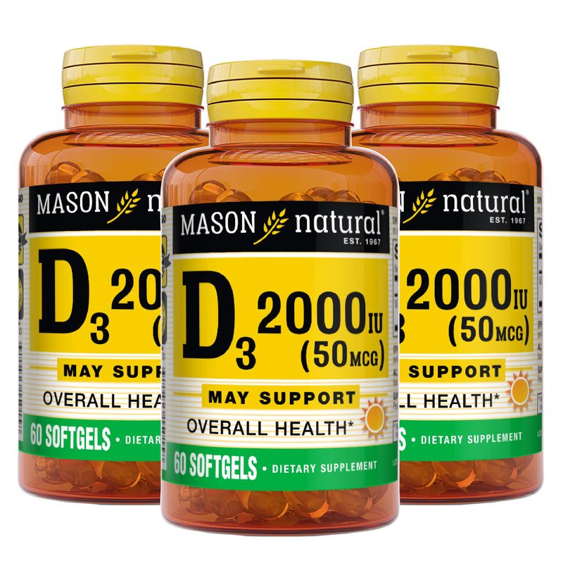 MASON NATURAL Vitamin Ultra Strength D3 2000 IU Softgels, 60 Count ...