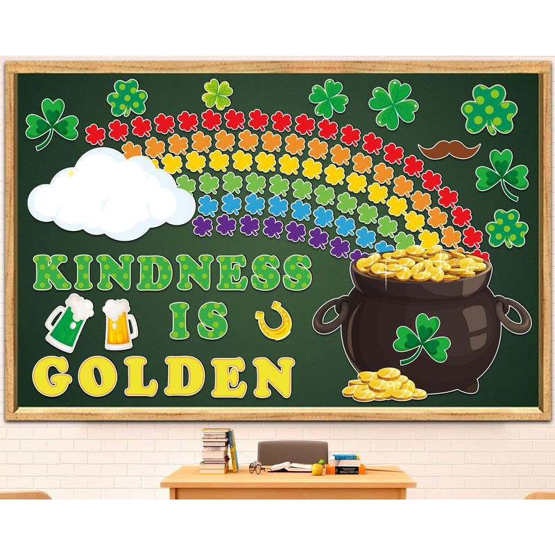 Jacyan 155PCS St.Patrick's Day Bulletin Board Decoration Set Shamrock ...