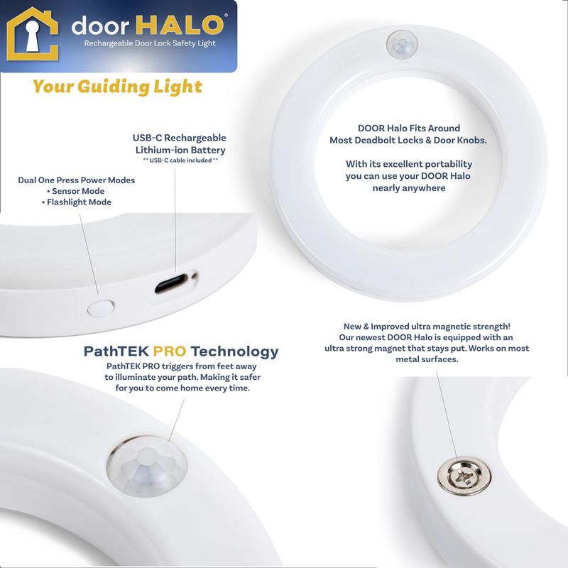 DOOR HALO LED Keyhole Light - Infrared Motion Sensor, Rechargeable ...