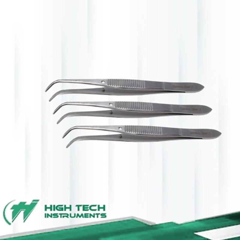3 Pcs RIGHT ANGLED IRIS EYE DRESSING SERRATED FORCEPS 4" SURGICAL ...