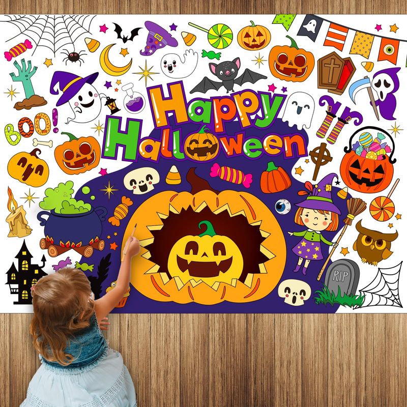 Kepeel Halloween Coloring Poster, Giant Paper Coloring Banner ...