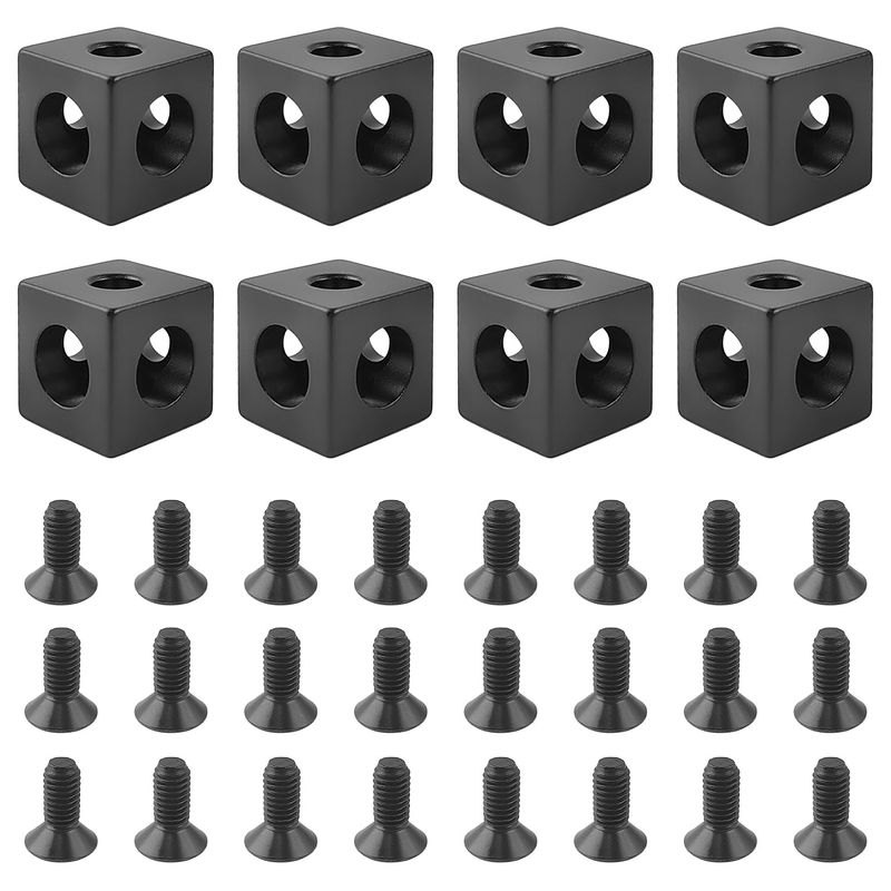 Pack of 8 3-Way Corner Angle Cube, Aluminium Profile Connector, 20 x 20 ...