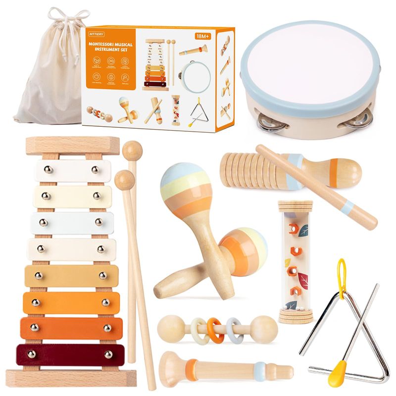 Montessori Baby Musical Instruments Wooden Toys for Toddlers 18 months ...