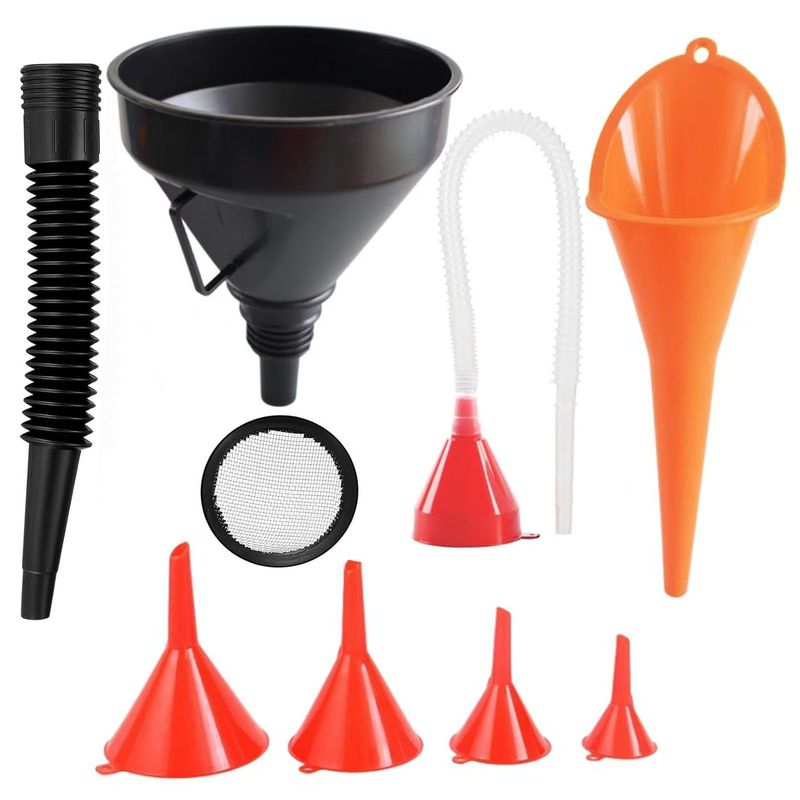 SEPSCO Funnel for Car, 7Pcs Fuel Funnel Universal Right Angle Plastic ...