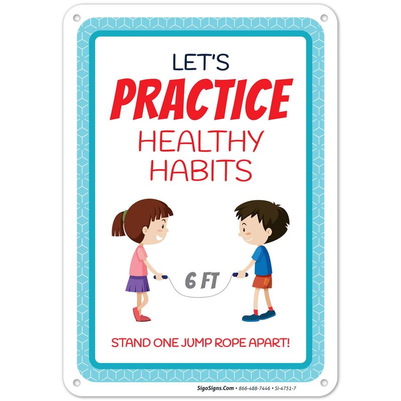 Sigo Signs, Kids Social Distancing Sign, Let's Practice Healthy Habits ...