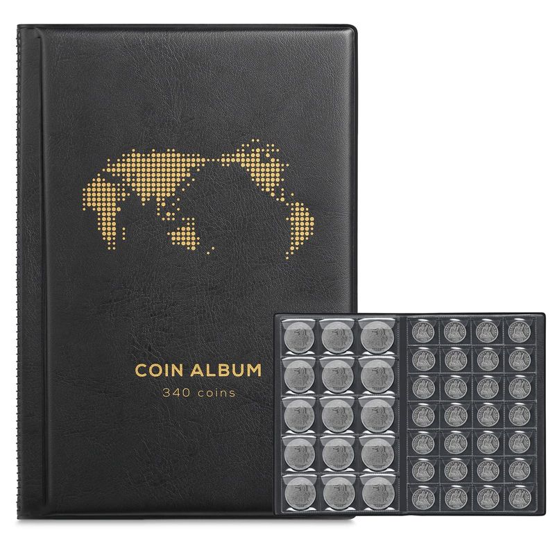 Coin Album for Collectors,340 Pockets Coin Collection Book Holder ...