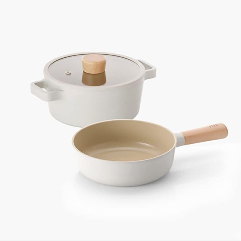 NEOFLAM FIKA Petit Cookware Set, Nonstick Ceramic Coating Pot with Lid ...