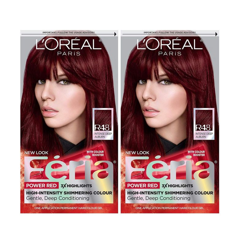 L'Oreal Paris Feria Multi-Faceted Shimmering Permanent Hair Color, R48 ...