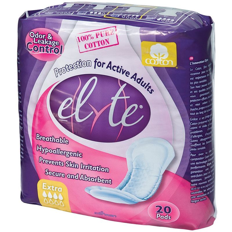 Elyte Light Cotton Incontinence Pads - Xtra - 20 Count (Pack of 1 ...