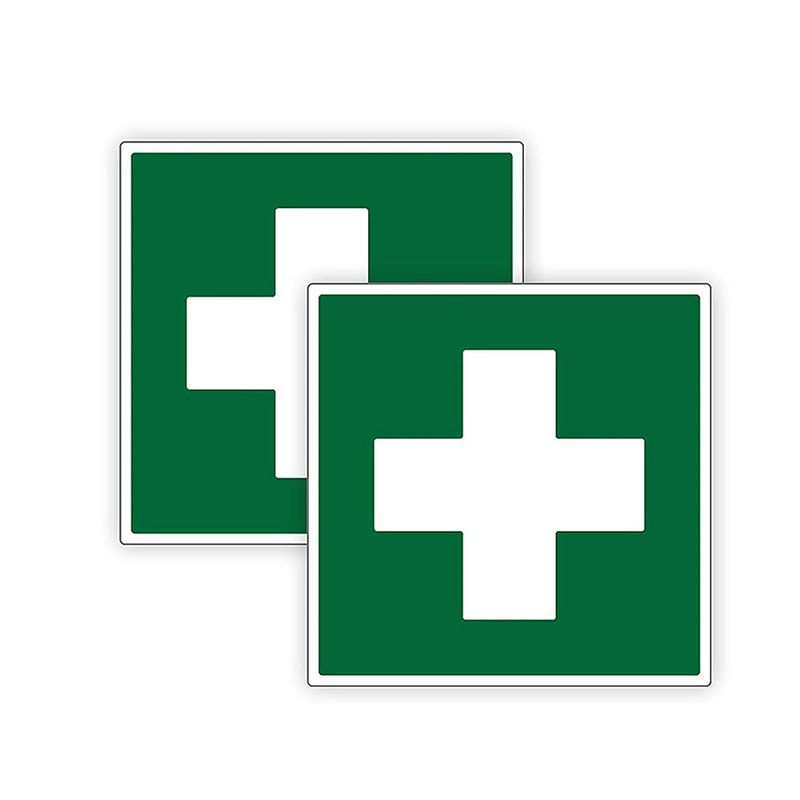 Pack of 2 First Aid Sign Self Adhesive (75 x 75 mm) Waterproof First ...