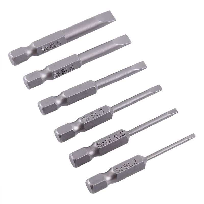 Slotted Screwdriver Bit Set, 6pcs Flat Head Screwdriver Bits, 50mm 2.0 ...