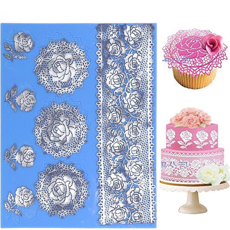 Anyana Wedding Silicone Lace Mat, Rose Cake Decorating Mold, Flowers ...