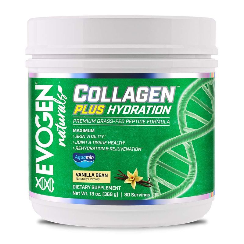 Evogen Collagen Plus Hydration Vanilla Powder, Grass Fed Type 1 & 2 ...