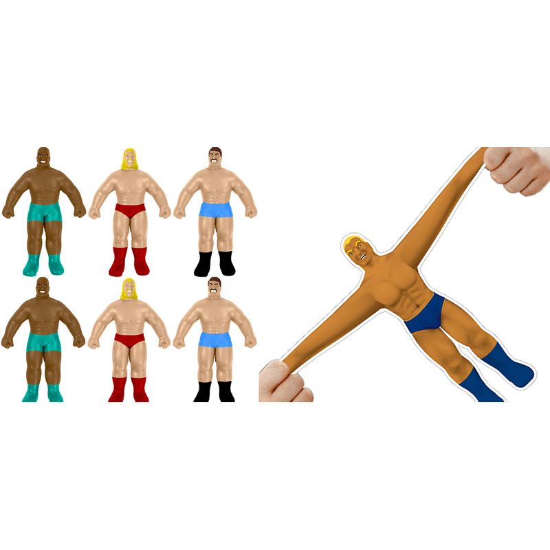 JA-RU Super Stretchy Wrestlers (6 Toys) Classic Retro Squishy Action ...