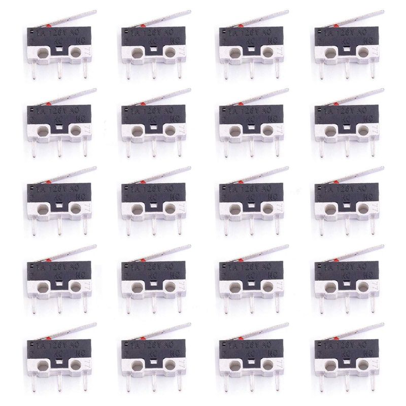 Youmile 20pcs Micro Switch AC 1A 125V 3 Pin SPDT NO + NC Hinge Lever Momentary Push Button Micro ...