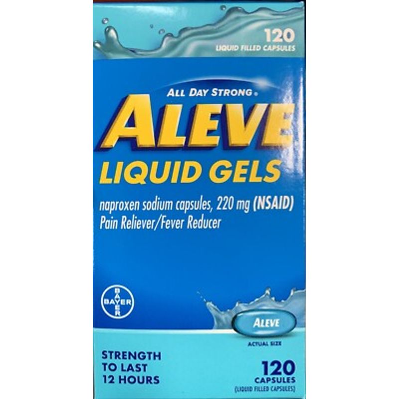 Aleve Liquid Gel Capsules 220mg /120ct. strength to last 12 hours Pain ...