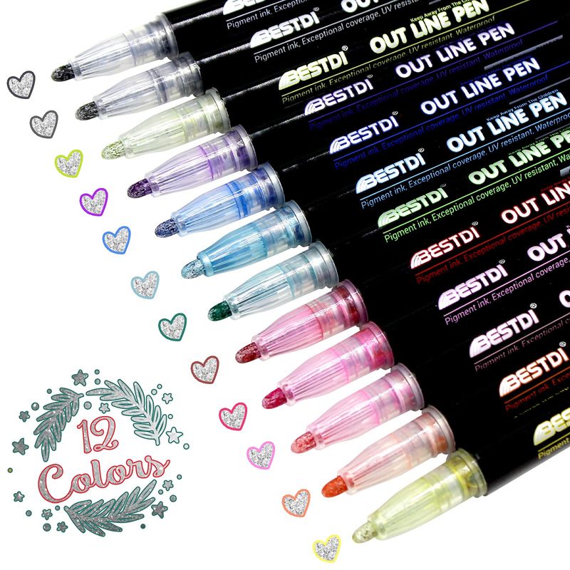 Shimmer Markers Super Squiggles Outline Markers Set Double Line Outline ...