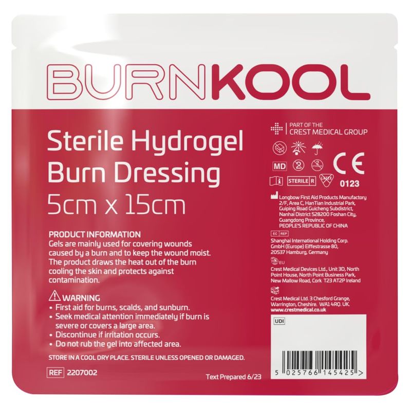 First aid BurnKool Sterile Hydrogel Burn Dressing 5cm x 15cm – Ideal ...