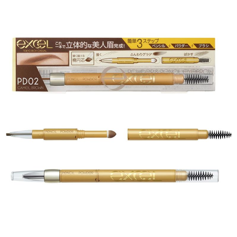 EXCEL Powder & Pencil Eyebrow PD02 Camel Brown - Online Marketplace ...