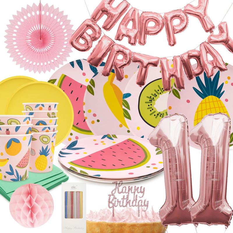 PARTY PARTY 74 Pieces Birthday Summer Party Tableware 11th Birthday ...