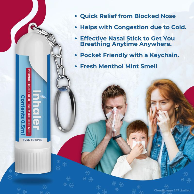 Menthol Nasal Stick Inhaler- Fast Relief from Stuffy Blocked Nose ...