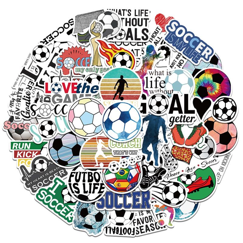 50 Pieces Soccer Stickers, Soccer Vinyl Stickers for Water Bottle ...