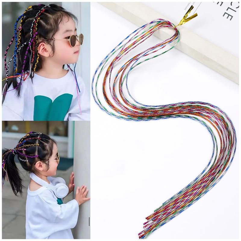 48PCS 1MM Hair Wrap Strings,Party Highlights Glitter Hair Thread,Braids ...