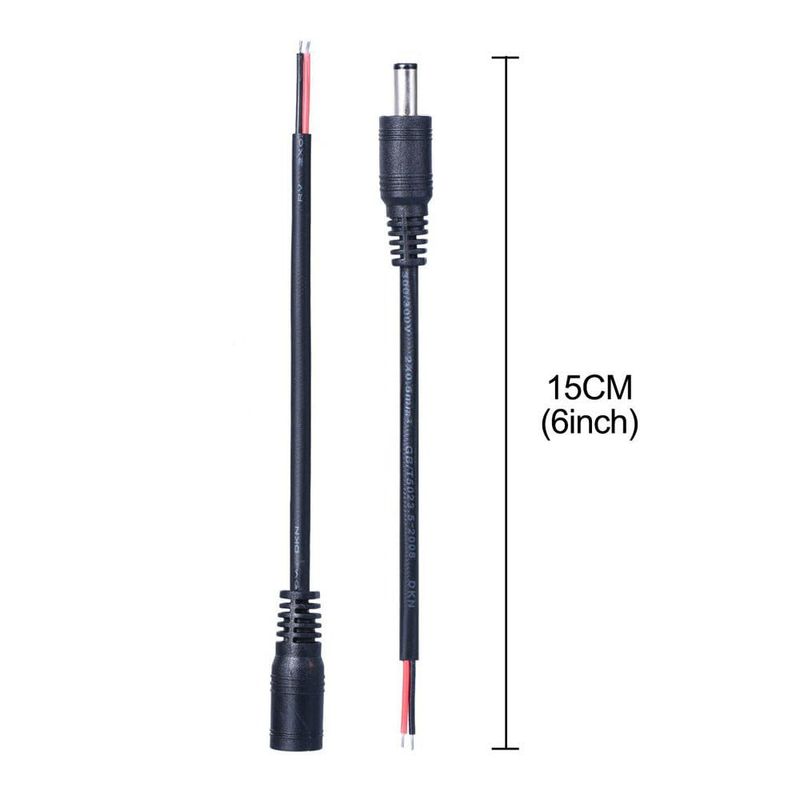 5 Pairs 22AWG DC Power Pigtail Cable 5V-24V 5.5mm x 2.1mm Male Female ...