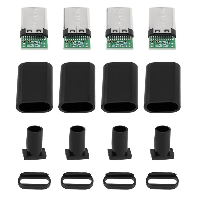 OTOTEC 10 Sets of 4 pin USB-C Connector Kit Type-C DIY Male Plug ...