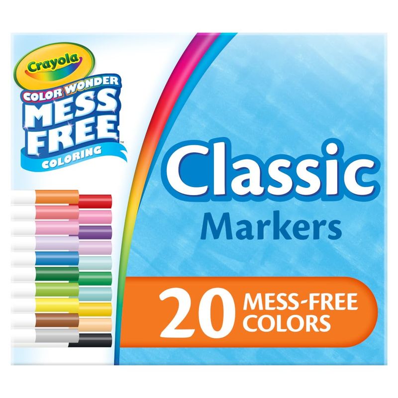 CRAYOLA Color Wonder Marker Set, 20 Mess Free Broad Line Markers for ...