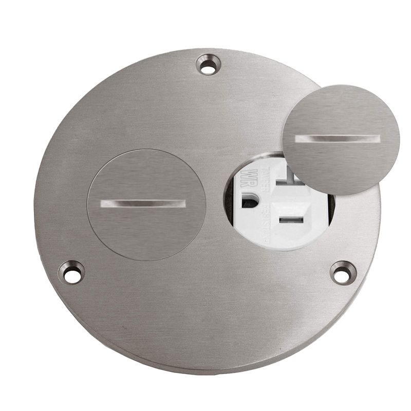 ENERLITES Screw Cap Floor Box Cover, 4" Diameter, 20A Tamper-Weather ...