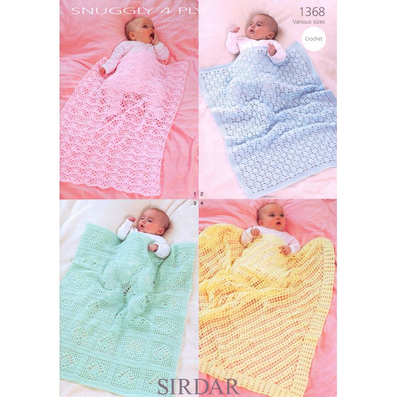 Sirdar Snuggly 4PLY Baby Shawl Blanket Crochet Pattern 1368 - Online ...