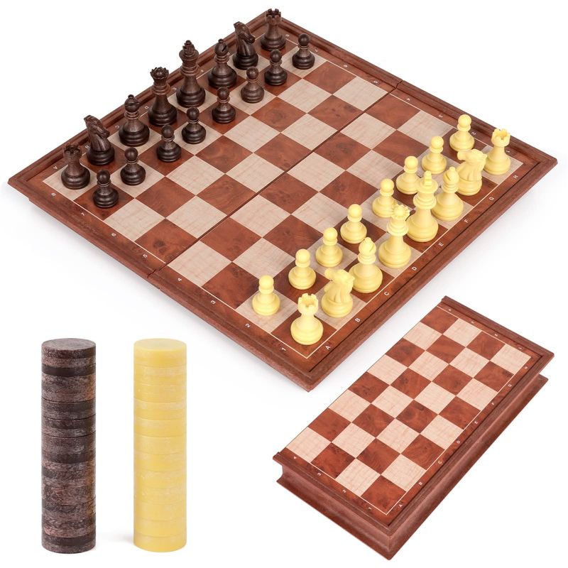 Peradix Chess Set and Draughts Board Games 2 in 1 | Magnetic Chess ...