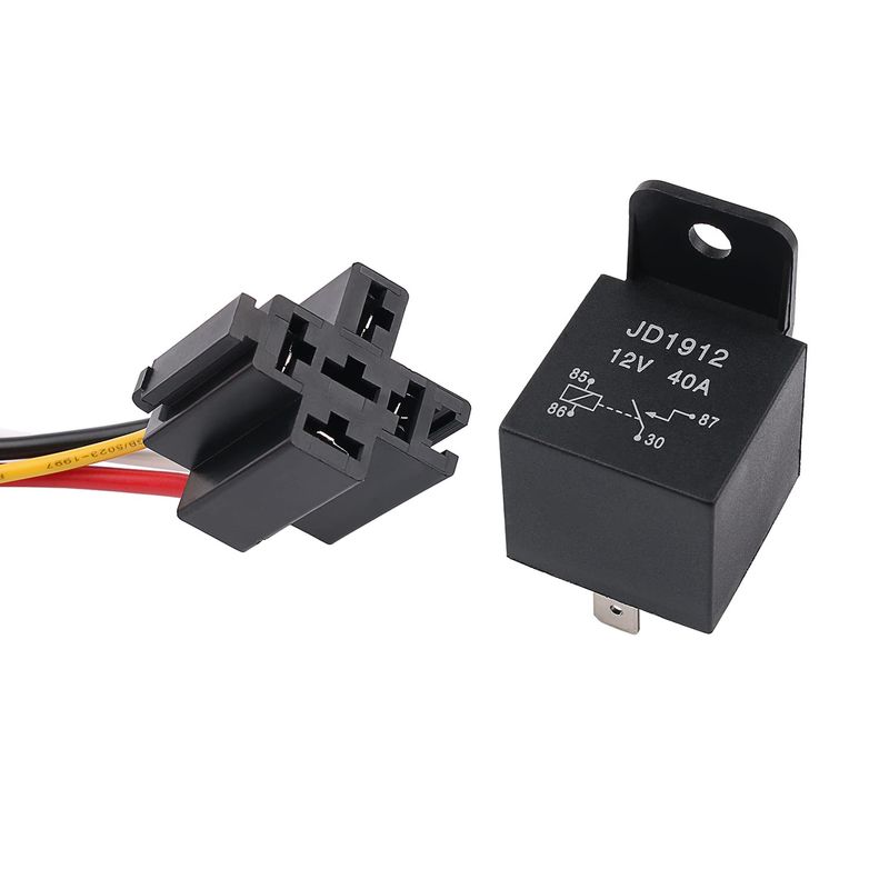 JIQI JD1912 12 V 40 A 4-Pin Car Relay with Wires, SPST NO 4-Pin Car ...
