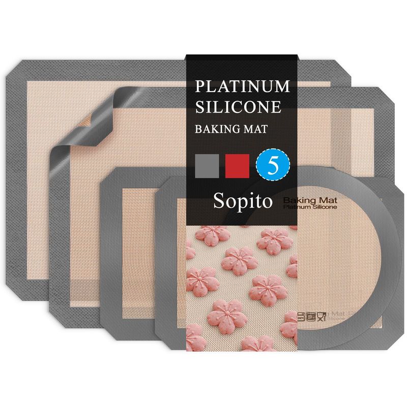 Platinum Silicone Baking Mat Set of 5 (Half, Quarter Sheet and Round ...