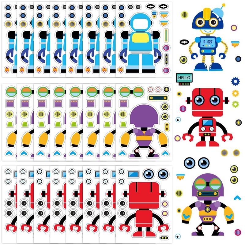 ArtCreativity Make Your Own Robot Character Sticker Assortment, Set of ...