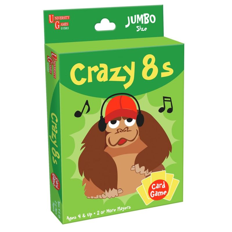University Games Crazy 8s Card Game - Jumbo Size, Colorful Animal Cards ...