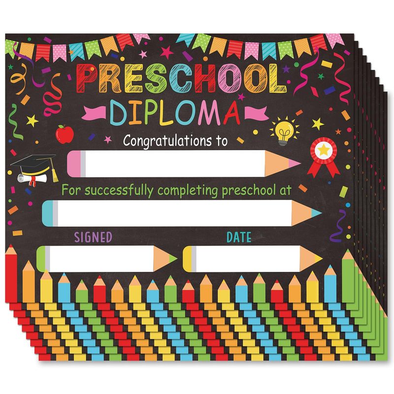 Yisong 35 Pcs Preschool Diploma, Colorful Preschool Graduation Award ...