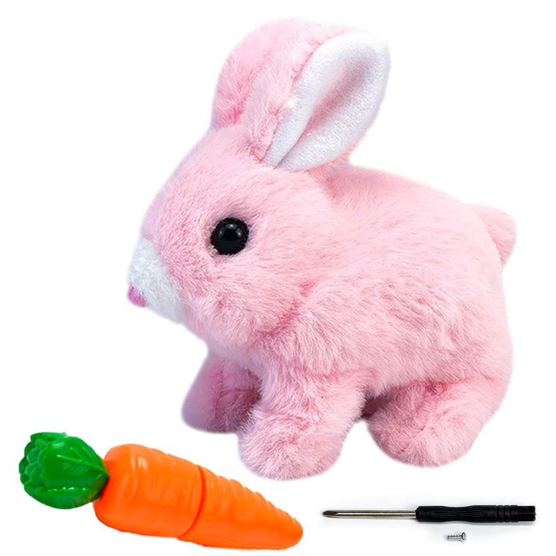 LYINUR Interactive Rabbit Toy with Carrot, Easter Bunny Toy Pet Hopping ...