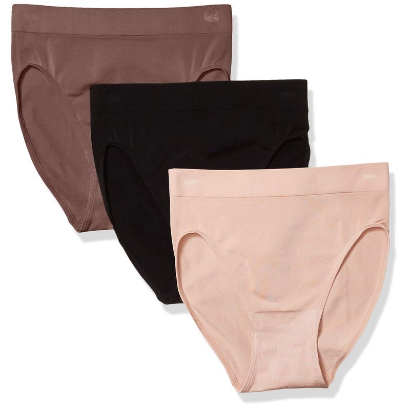Wacoal Women's B Smooth Hi Cut Brief Panty 3 Pack, Rose dust, Deep ...